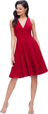 Dress The Population Catalina Kleid für Damen, halblang, ärmellos, enganliegend, unten ausgestellt, einfarbig, Granat, Mittel