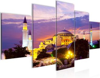Runa Art Bild Wohnzimmer Schlafzimmer Istanbul Türkei 5 Teilig Moschee mekka Violett Wandbilder auf Vlies Leinwand 604653a