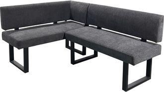 Byliving Eckbank Vancouver/Webstoff anthrazit/Metall Gestell schwarz pulverbeschichtet/Taschenfederkern/Langer Schenkel rechts/K&uuml;chenbank/Sitzbank/ 125 x 181,5