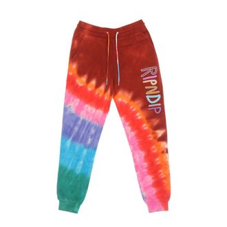 Ripndip Homme, Pantalons, Multicolore, Taille: XS Pantalons de survêtement brodés Tie Dye Rouge