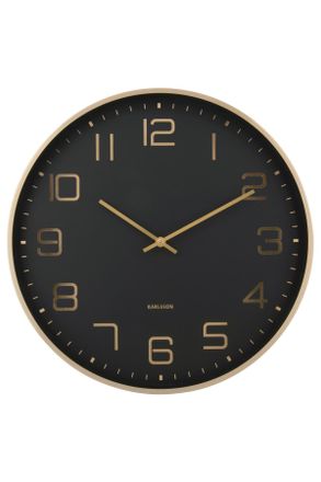Karlsson Wanduhr Elegance Glow, Schwarz, Gold, Metall, 40x40x4.2 cm, Dekoration, Uhren, Wanduhren