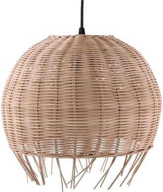 Beliani Beliani - H&auml;ngeleuchte Hellbraun Rattan Schirm in Kugelform mit Korbgeflecht Ethno Stil