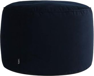 Icon Brand Milano Hocker, Dunkelblau, Flauschiger Samt Stoff, Samt Sitzsack, Sitzpuff Hocker mit Füllung, Fußhocker für das Wohnzimmer, Deko Wohnzimmer