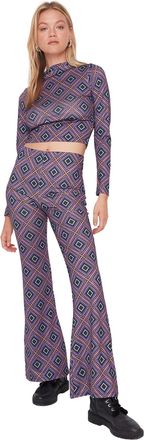 Trendyol Trendyol Womens Herren Hoher Bund Flared Hose Pants, Purple, XL