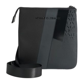 A|X Armani Exchange Homme, Sacs, Noir, Taille: ONE Size Monogram and Stripe Flat Shoulder Bag