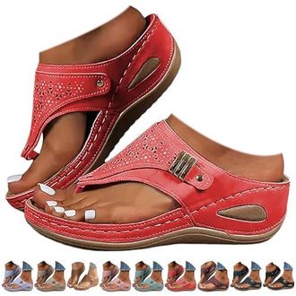 Generic Sandales orthop&eacute;diques compens&eacute;es pour femme - Tongs orthop&eacute;diques l&eacute;g&egrave;res - Soutien de la vo&ucirc;te plantaire - Pantoufles dext&eacute;rieur d&eacute;contract&eacute;es - Cou