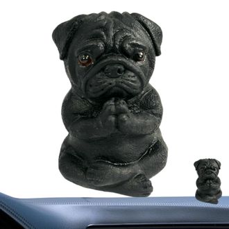 Generico Meditations-Hundestatue, Mops aus Harz, 10 cm, Zen-Yoga-Figur, ruhiges Sitzen, Innendekoration f&uuml;r Auto, SUV, LKW, zur Entspannung