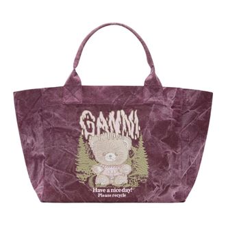 Ganni Cotton Shopper Tote - - Bags - Damen - Lila - ONE SIZE