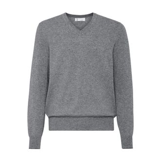 Brunello Cucinelli Pull &agrave; col en V - Homme - Pulls - Gris - Taille: M