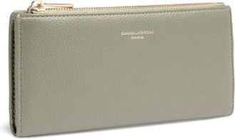 David Jones Portefeuille Compagnon Femme Simili Cuir - Porte-Cartes Long Porte-Monnaie Cuir synth&eacute;tique PU - Poche &agrave; Billets et Pi&egrave;ces - Gris