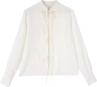 Ermanno Scervino Femme, Blouses et Chemises, Blanc, Taille: 38 FR Lightweight Linen Blouse