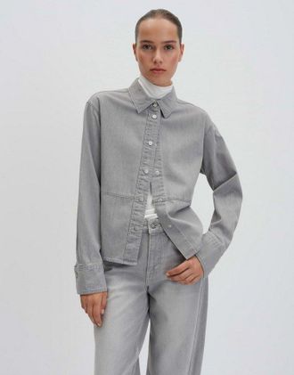 someday Jeansbluse Zapira bold Leichter Denim mit authentischer Waschung und Kellerfalte hinten
