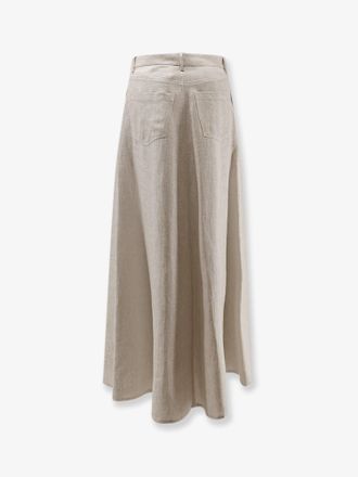 Alysi Womens Skirt Flared Linen Beige
