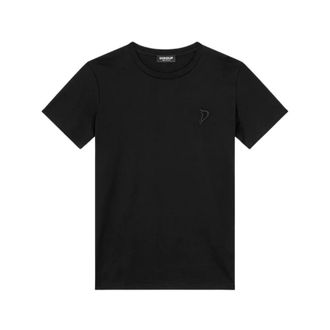 Dondup Schwarzes Baumwoll-T-Shirt mit Besticktem Logo - - Tops - Damen - Schwarzk - S