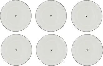 Bastion Collections 6er Set Untertassen HEART wei&szlig; mit schwarzem Rand 15cm Bastion Collections