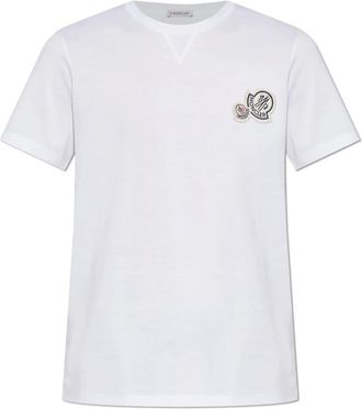 Moncler Homme, Tops, Blanc, Taille: M Logo Patch T-Shirt