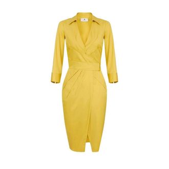 Elisabetta Franchi Stretch-Baumwollkleid - - Dresses - Damen - Gelb - S