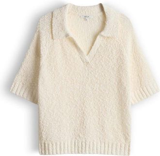 OPUS Kurzarmpullover Posilly aus Strick mit Boucl&eacute; Struktur nat&uuml;rlicher Griff, Casual - ideal f&uuml;r Alltag und moderne Looks