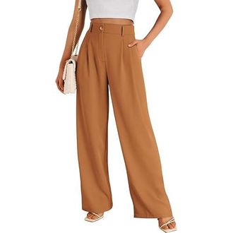 Generic Missmatter Pantalon pour femme, Soraease - Pantalon extensible et soyeux pour femme - Taille haute - Drap&eacute; au quotidien, marron, XS
