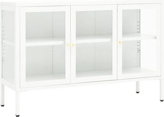 vidaXL Credenza Bianca 105x35x70 Cm In Acciaio E Vetro Vidaxl