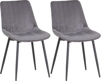 Albatros-Moebel BOSA Lot de 2 chaises de salle &agrave; manger, de cuisine, au look r&eacute;tro, ergonomiques et rembourr&eacute;es, avec housse en velours et pieds en m&eacute;tal, confortable