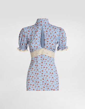 Dolce & Gabbana Small Rose-print Charmeuse Top - Frau Blusen Und Tops Multicolor 52