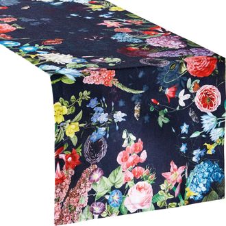 Sander TischläuferFloralia Leinen dunkelblau-bunt Größe 50x140 cm