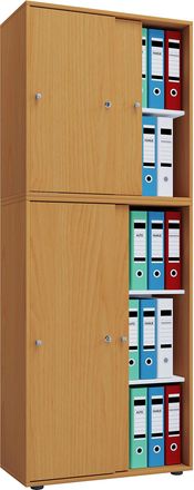 VCM B&uuml;roschrank mit 5 F&auml;chern | moderner Aktenschrank mit Schiebet&uuml;ren und Schloss | Ma&szlig;e ca. B. 70 x H. 184 x T. 37 cm - Lona 5-Fach abschlie&szlig;bar