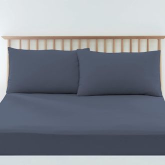 Pizuna Luxuri&ouml;ser Soft-Satin 2er Pack Kissenbezug 40 x 80 cm Dunkelblau, 400 Fadenzahl Baumwolle Quadratisch Kissenbez&uuml;ge, 100% Langstapel Baumwolle Kissenbe