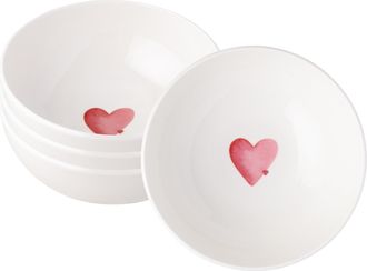 Villeroy & Boch With Love Müslischalen Sending Love 4er Set, 590 ml, Vielseitige Schalen für Suppe, Salat und Ramen, Premium Porzellan, spülmaschinen- & mikrowellenge