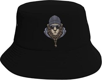 Generic Unisex Chapeau de Soleil Tête de Lion Portant des Lunettes Chapeaux de Seau Mode Extérieur Casquette pour activités Sports Hommes