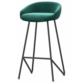 Generic Niedrige Barhocker (66/76 cm) mit Samtbezug und Fu&szlig;st&uuml;tze, ideal f&uuml;r Caf&eacute;s, Pubs, K&uuml;chen, Tresen und Esszimmer