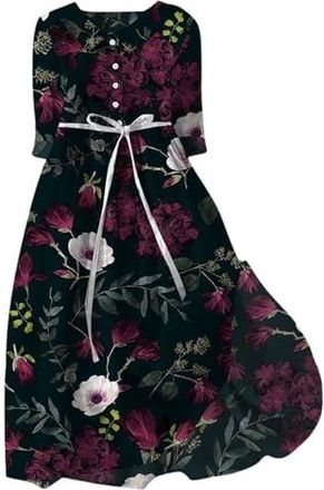 QWUVEDS Femmes Style Cor&eacute;en Robes Lacets Haut Taille D&eacute;fini Chemise Midi Robe d&eacute;t&eacute; Demi-Manches Tendance Robe A-line Noir Robe Serr&eacute;e Femme, Noir, M