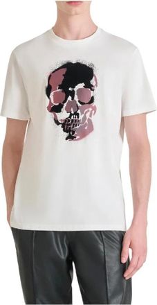 Antony Morato Homme, Tops, Blanc, Taille: XL T-shirt avec graphique de crâne
