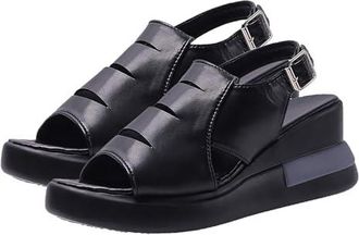 Generic Chaussures dété à talons hauts pour femmes, sandales de plage à semelle épaisse avec bouche de poisson Botte compatible with Moto Hiver (Black, 35)