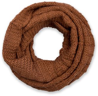 styleBREAKER Unisex Strick Loop Schal kariert, Uni Feinstrick Schlauchschal, Winter Strickschal 01018154, Farbe:Cognac