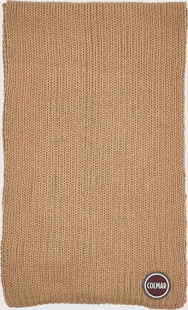 Colmar Gerippter Schal aus Schurwollmischung mit aufgesetztem Logo-Patch