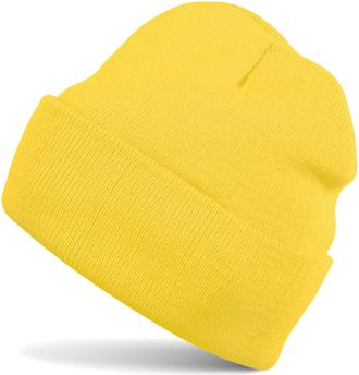 styleBREAKER Unisex Beanie Mütze einfarbig | Klassische Feinstrick Winter Strickmütze mit breitem Umschlag | Elastische Beanie in vielen Farben für Damen und Herre