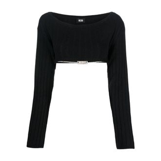 GCDS Schwarzer Bling Crop Sweater - - Tops - Damen - Schwarzk - L