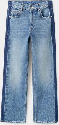 Mango Jean taille basse &agrave; rayures contrast&eacute;es bleu fonc&eacute; - Femme - 32 - MANGO