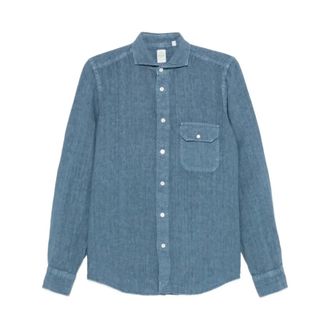 Finamore Homme, Chemises, Bleu, Taille: M Chemises