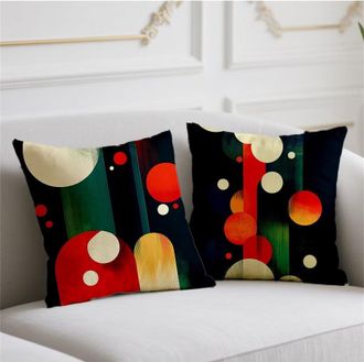 Generic Kissenbezug 2 St&uuml;ck 40x40cm Herbst Kissen Samt Kopfkissenbezug Farbe kissenh&uuml;llen mit Unsichtbarem Rei&szlig;verschluss Kissenbez&uuml;ge Geometrische Muster Sof