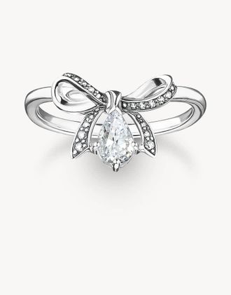 Thomas Sabo Bague avec noeud - Blanc et argent&eacute;