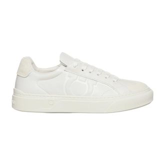 Ferragamo Homme, Chaussures, Blanc, Taille: 41 1/2 EU Baskets en cuir de veau
