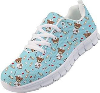CHAQLIN Cartoon Bear Infirmi&egrave;re Bear Baskets Sneaker pour Femmes Hommes Casual Sport Gym Running Chaussures de Jogging Bleu Taille EU 41