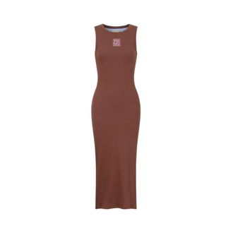 Marni Robe mi-longue sans manches en maille c&ocirc;tel&eacute;e - Femme - Robes - Brun - Taille: 36 FR