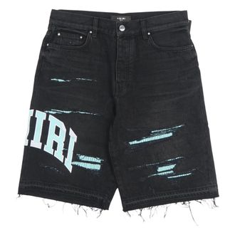 Amiri Homme, Shorts, Noir, Taille: W28 Logo Varsity Denim Bermuda Shorts