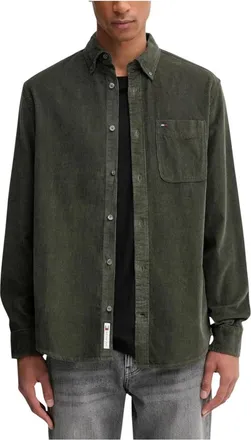 Tommy Jeans Homme, Chemises, Vert, Taille: S Chemise en velours c&ocirc;tel&eacute; fin