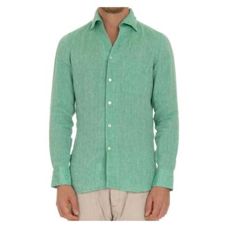 Finamore Handgemachtes Leinenhemd Gr&uuml;n - - Shirts - Herren - Gr&uuml;n - 3XL