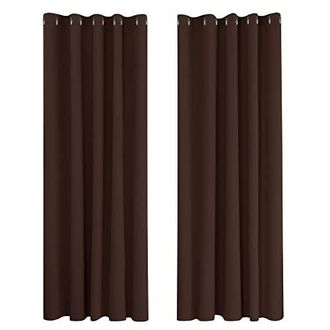 Deconovo Rideaux Occultants Isolant Thermique Anti Froid, Design Moderne &agrave; Oeillets, Rideaux pour Chambre Gar&ccedil;on, 168x229 CM (Largeur x Hauteur), Chocolat, 2 P